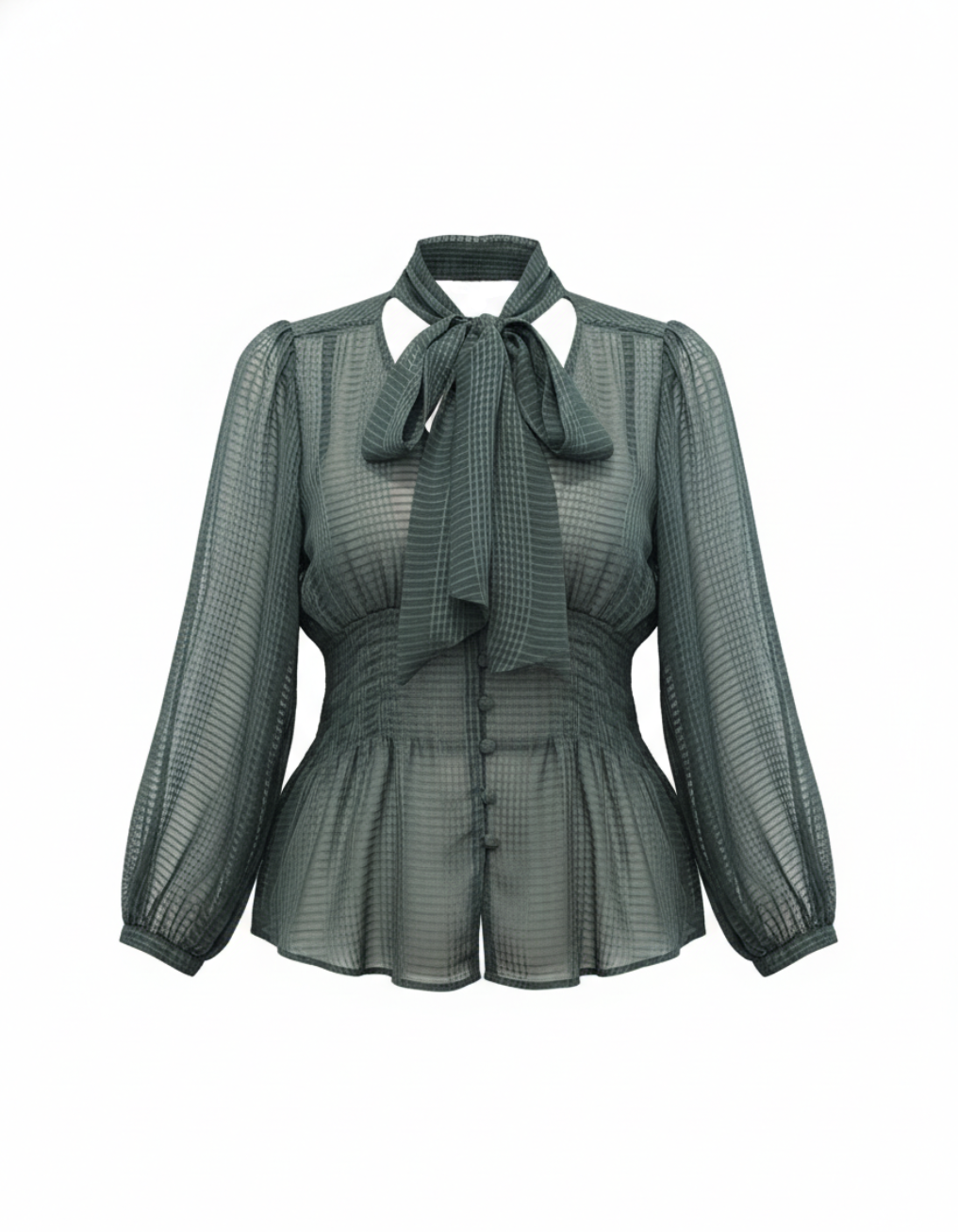 BOW PLEAT BLOUSE (FOREST SILK TEXTURE) – Coco Wellington